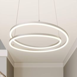 LINDBY LED-H&auml;ngelampe Davian, nickelfarben, &Oslash; 49 cm, dimmbar