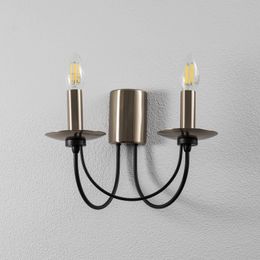 Wandlampe Dofa, messing antik/schwarz, 2-flammig