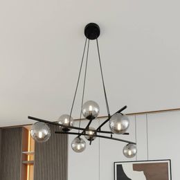 Euluna H&auml;ngeleuchte Glassy, gekreuzt, 8-flg., Glas grafit