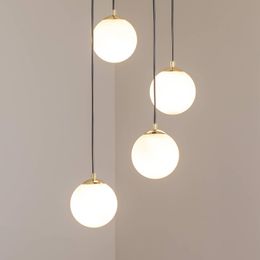 Euluna H&auml;ngeleuchte Glassy, 4-flg., rund, schwarz/opal
