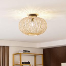 LINDBY Solvira Deckenlampe, Bambusgeflecht, rund