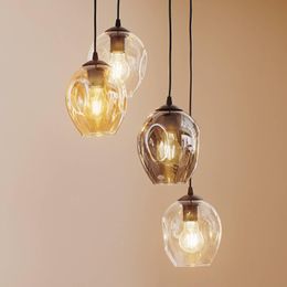 EMIBIG LIGHTING Pendellampe Starla rund 4-fl. grafit/amber/klar