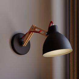 Lamkur Wandlampe Skansen, Holzarm verstellbar, schwarz