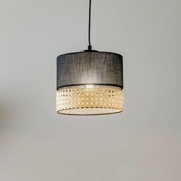 TK Lighting H&auml;ngelampe Paglia schwarz/Rattan einflammig 20 cm