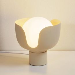 LINDBY Tischleuchte Fiora, beige, Glas, Metall, &Oslash; 20 cm