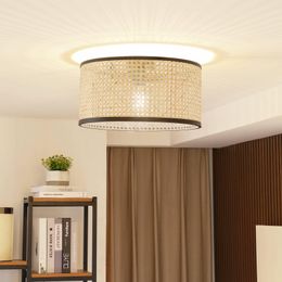 LINDBY Deckenlampe Yaelle, &Oslash; 40 cm, Rattan, schwarz, E27