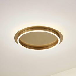 LINDBY LED-Deckenleuchte Kunis, gold, Kunststoff, Ø 46cm