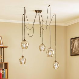 EMIBIG LIGHTING Pendellampe Starla dezentral 5-flg., Glas grafit