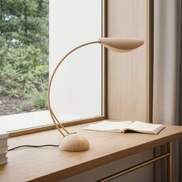 LUCANDE Tischleuchte Rivera, beige, Metall, Stein, 51 cm, G9