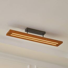 LINDBY LED-Deckenlampe Nesaja, schwarz, Holz, 98cm, dimmbar