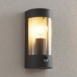LINDBY Au&szlig;enwandlampe Junias, 24 cm, anthrazit, Sensor