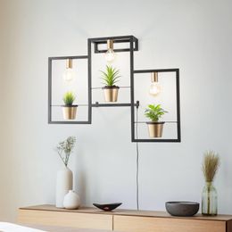 Luminex Wandleuchte Flores, 3-flammig, schwarz/gold, mit Stecker