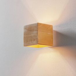Wandleuchte Ara als W&uuml;rfel aus Holz
