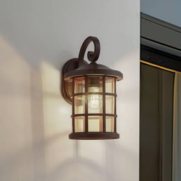 LINDBY Au&szlig;enwandlampe Ankea, rost/amber, 37 cm, IP23, E27