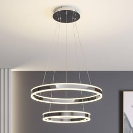 LUCANDE LED-Pendellampe Lyani, 60 cm, 2-flg., chrom, dimmbar