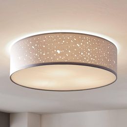 LINDBY Deckenlampe Umma, grau, Stoff, &Oslash; 50 cm, E27