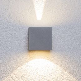 LUCANDE LED-Außenwandleuchte Jarno, silber, Metall, 9cm