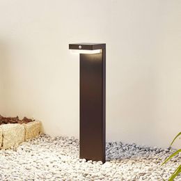 LINDBY LED-Solar-Sockelleuchte Eleazar, schwarz, Alu, Sensor