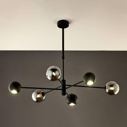 Jupiter H&auml;ngeleuchte Moka, schwarz, Glas, 6-flammig, G9, GU10