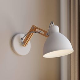 Euluna Wandlampe Skansen, Holzarm verstellbar, wei&szlig;
