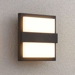 LUCANDE LED-Außenwandleuchte Gylfi, 20 cm, anthrazit, Alu