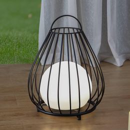 LINDBY LED-Solarleuchte Kelda, schwarz, Metall, 38cm, dim.