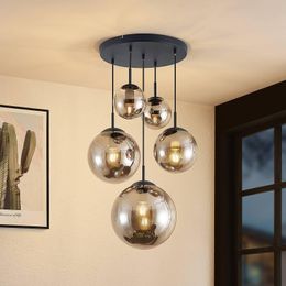 LINDBY H&auml;ngeleuchte Teeja, rauch, 5-flg., &Oslash;50cm, Glas, E27