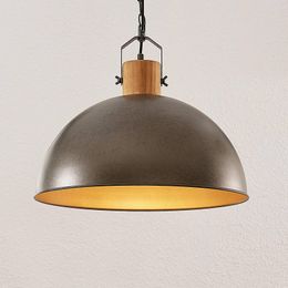 LINDBY H&auml;ngeleuchte Holgar, gr&uuml;n, Holz, Metall, &Oslash; 45 cm, E27