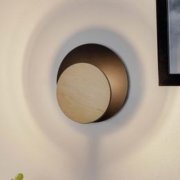 EMIBIG LIGHTING Wandlampe Circle in Schwarz mit Holz-Dekorplatte