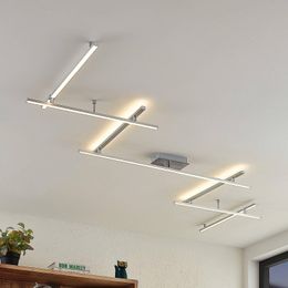 LINDBY LED-Deckenleuchte Kerem, 345 cm, nickelfarben, Metall