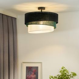 Euluna Deckenlampe Trio, schwarz/gr&uuml;n/wei&szlig;, Textil, &Oslash; 45 cm