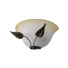 Wandleuchte Mira, creme/bronze, Glas, 30 cm breit, E27