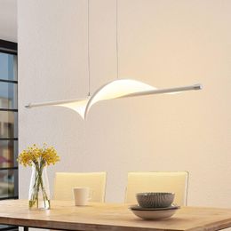 LUCANDE LED-Pendellampe Edano, 122 cm, wei&szlig;, Textil, dimmbar