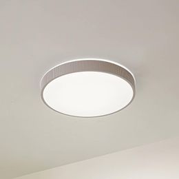 LINDBY LED-Deckenlampe Zylo, hellgrau, &Oslash; 49 cm, CCT, dimmbar