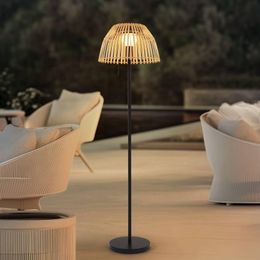 LUCANDE LED-Solar-Stehleuchte Eligio, Bambus, &Oslash; 39 cm, RGB
