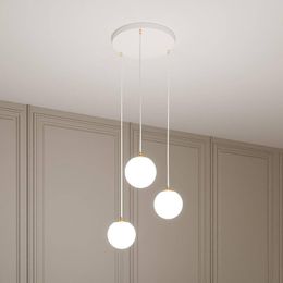 EMIBIG LIGHTING H&auml;ngeleuchte Royal, 3-flg., opalwei&szlig;/wei&szlig;, Glas, E14