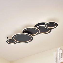 LUCANDE LED-Deckenleuchte Diala, schwarz, Metall, 96 cm