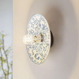 LUCANDE Wandleuchte Faelira, blau/wei&szlig;, Keramik