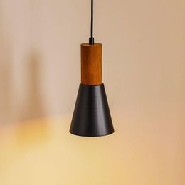 Luminex H&auml;ngeleuchte Esma, schwarz, Holzdetail, einflammig