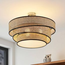 LUCANDE Deckenleuchte Elowen, &Oslash; 56 cm, Rattan, Bambus