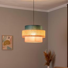 TK Lighting H&auml;ngeleuchte Trio, Jute, petrol/naturbraun/orange, &Oslash; 50 cm