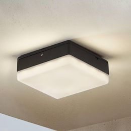 LUCANDE LED-Deckenlampe Thilo, 16cm, anthrazit, Sensor, IP54