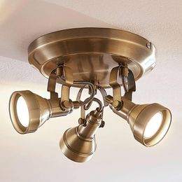 LINDBY Deckenlampe Perseas, &Oslash; 22cm, 3-flg., altmessing, GU10