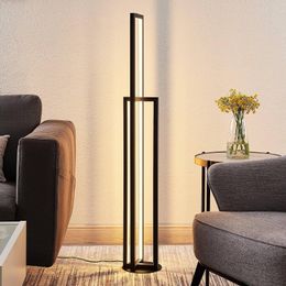 LUCANDE LED-Stehleuchte Hylda, 123 cm, schwarz, Aluminium