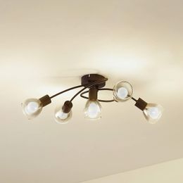 LINDBY Deckenleuchte Pendura, 5-flammig, schwarz, Glas