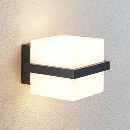 LINDBY LED-Au&szlig;enwandlampe Auron, 16 cm, anthrazit, wei&szlig;, Alu