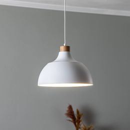 Envostar H&auml;ngeleuchte Kaitt, wei&szlig;, &Oslash; 34 cm, Holzdetail