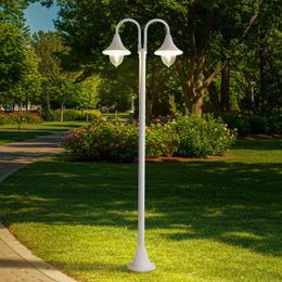 LINDBY Au&szlig;enleuchte Madea, wei&szlig;, 2-flg., 213 cm, E27, IP44