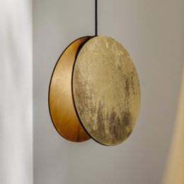 H&auml;ngeleuchte Wheel aus Furnierholz, gold