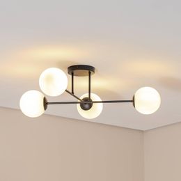 Euluna Deckenlampe Glassy, 4-flg., gekreuzt, schwarz/opal
